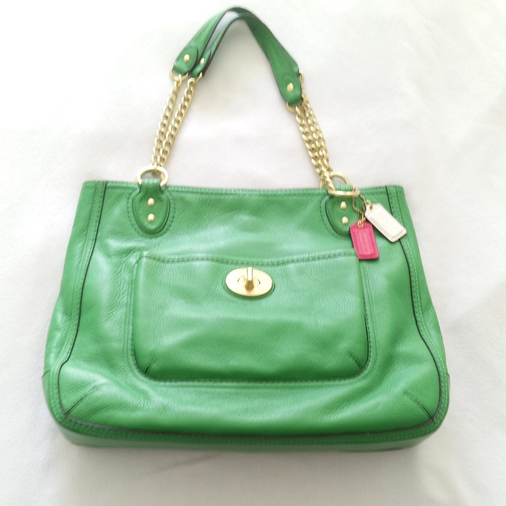 Rare Vintage Kelly Green Pebbled Leather Satchel - Gem